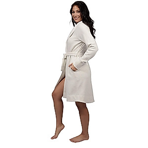 Yogalicious Ultra Plush Cozy Fleece Robe - Heather Snow - Large