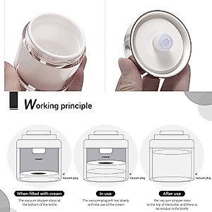 Airless Pump Jar Sets - 1oz 30ml Empty airless Pump Bottles with Cream Spatula - Cream Jar Vacuum Bottle Dispenser for Lotions and Creams - Travel Cosmetic Vacuum Containers Pack of 3