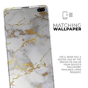 DesignSkinz Marble & Digital Gold Foil V7 Protective Vinyl Decal Wrap Skin Cover Compatible with The Samsung Galaxy S20 (Screen Trim & Back Glass Skin)