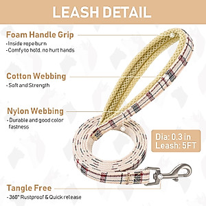 GAMUDA Dog Harness Collar and Leash Set, Dog Harness, No Chock No Pull Adjustable Vest Harnesses Plaid Reflective for Medium Dog, Cat, Small Horse, Small Bull and Pig (Beige, S)