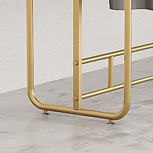 FONECHIN Heavy Duty Gold Clothing Rack for Boutique Use, Metal Garment Rack with Top Shelf, Dual-bar Clothes Rack for Retail Display