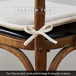Elegant Comfort 2 Pack Chair Cushion Covers - Skid-Proof Rubber Backing - 16 x 16 Inch - Thick Dining Square Shape Seat Covers - Comfortable Textured Chair Pads with Ties - Thatch Pattern, Cream