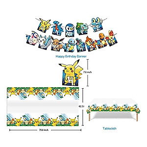 Cartoon birthday party supplies, including happy birthday banners, cupcakes, tablecloths and stickers, children's cartoon party decorations