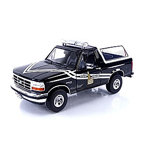 Greenlight 1996 Ford Bronco Black and White Idaho State Police Artisan Collection 1/18 Diecast Model Car