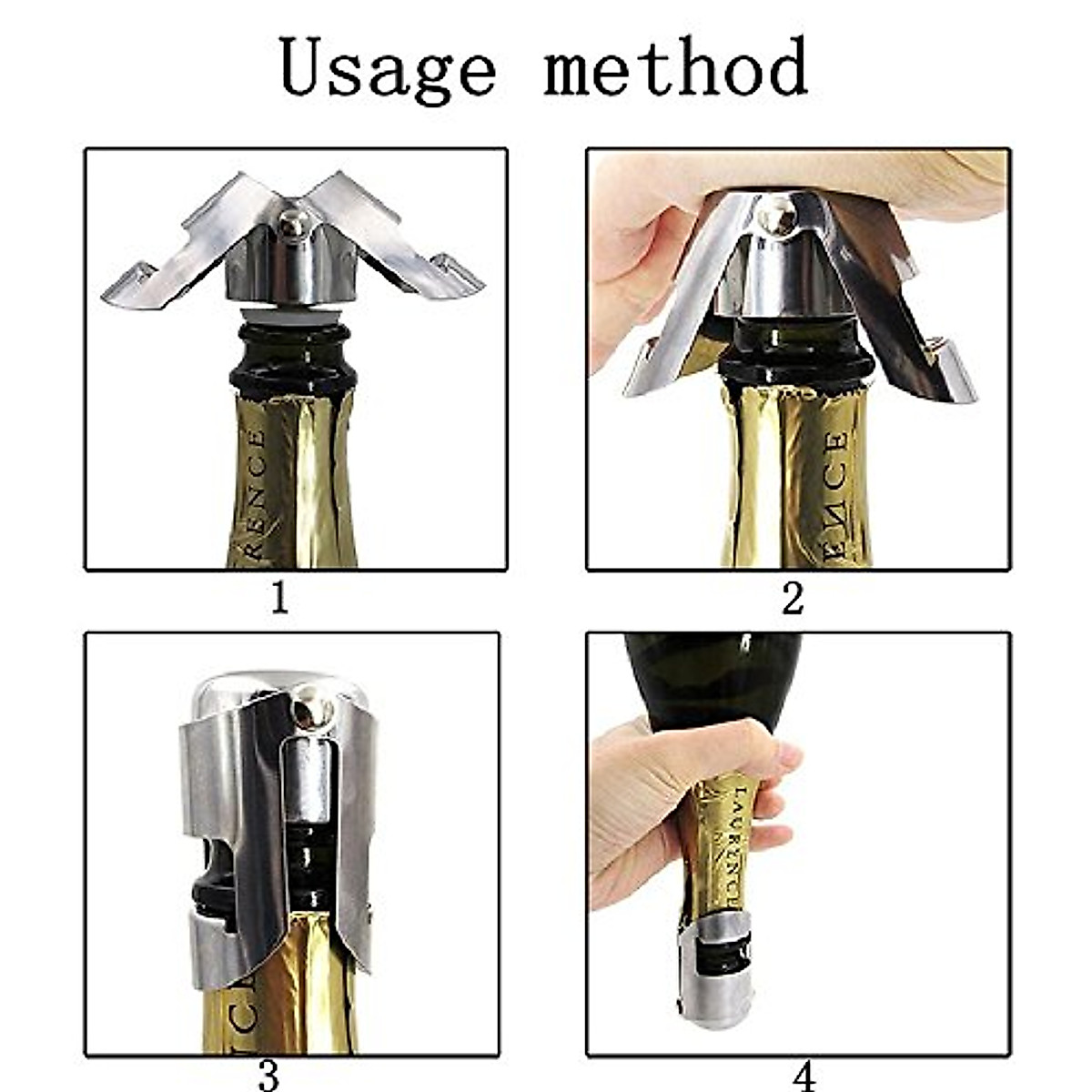 Champagne Sealer Stopper, BGMAX 3 Pack Stainless Steel Sparkling Wine Bottle Plug Sealer Set with a Longer Sealing Plug, Gifts Accessories for Champagne