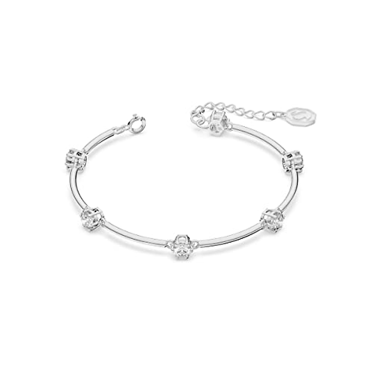SWAROVSKI Constella Bangle Bracelet with White Circle Cut Crystals on a Rhodium Finish Setting, Part of the Constella Collection