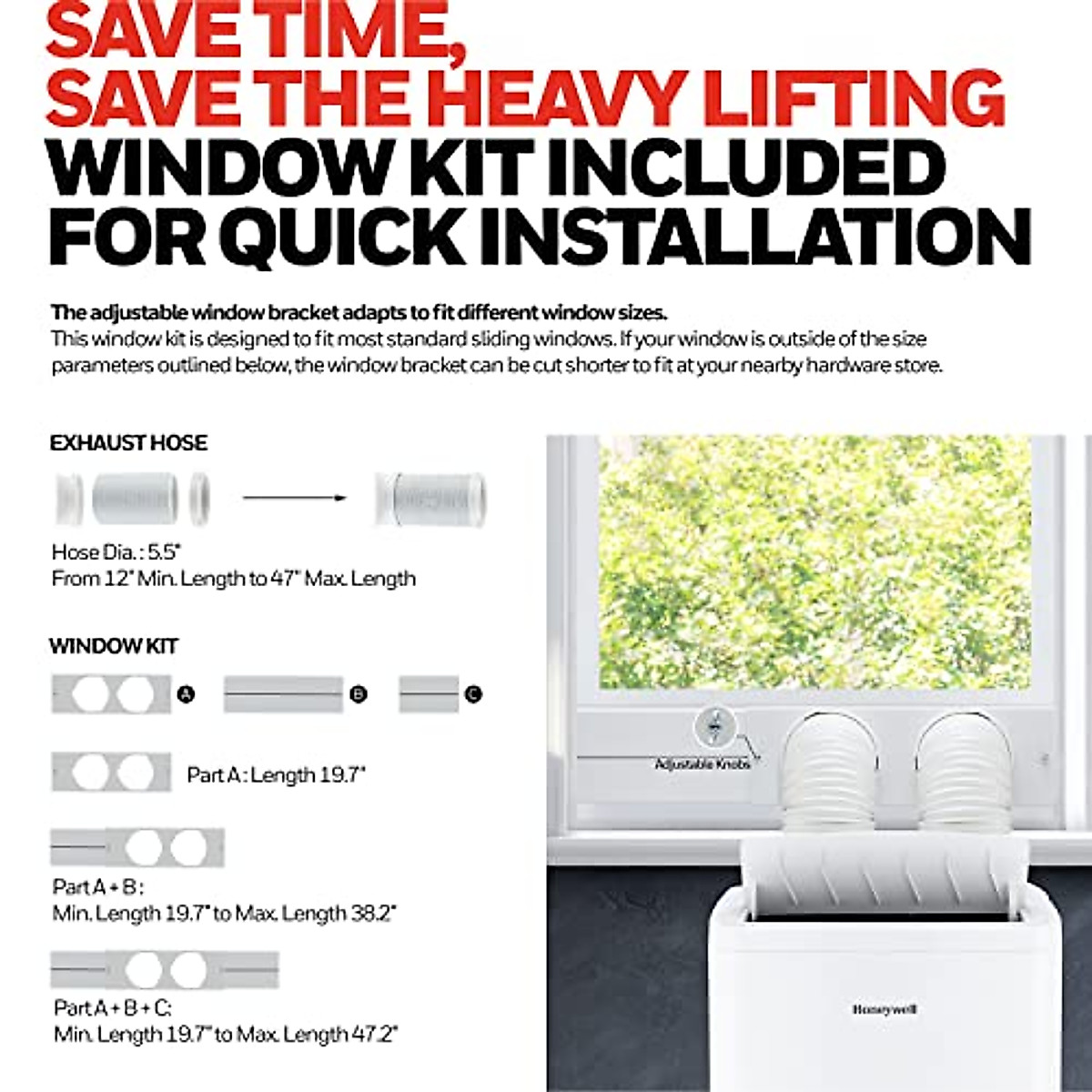 Honeywell 14,500 BTU / 101 Pint Portable Air Conditioner and Dehumidifier, Cools Rooms Up to 700 Sq. Ft., (White)