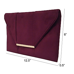 JNB Women's Faux Microsuede Envelope Clutch, Burgundy