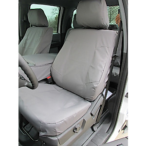 Durafit Seat Covers F486 C8 2014 Ford F150 -XLT and Lariat | Front 40/20/40 Split Seat with Opening Center Console | Fits 2015-2021 Ford F250; F350, F450, F550 XLT and Lariat | Charcoal Gray