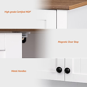 WAMPAT Bathroom Wall Cabinet, Wood Medicine Cabinets with 2 Doors, Over The Toilet Storage Cabinet with Adjustable Shelf, Farmhouse Wall Mounted Hanging Cabinet for Living Room, Entryway, White&Oak