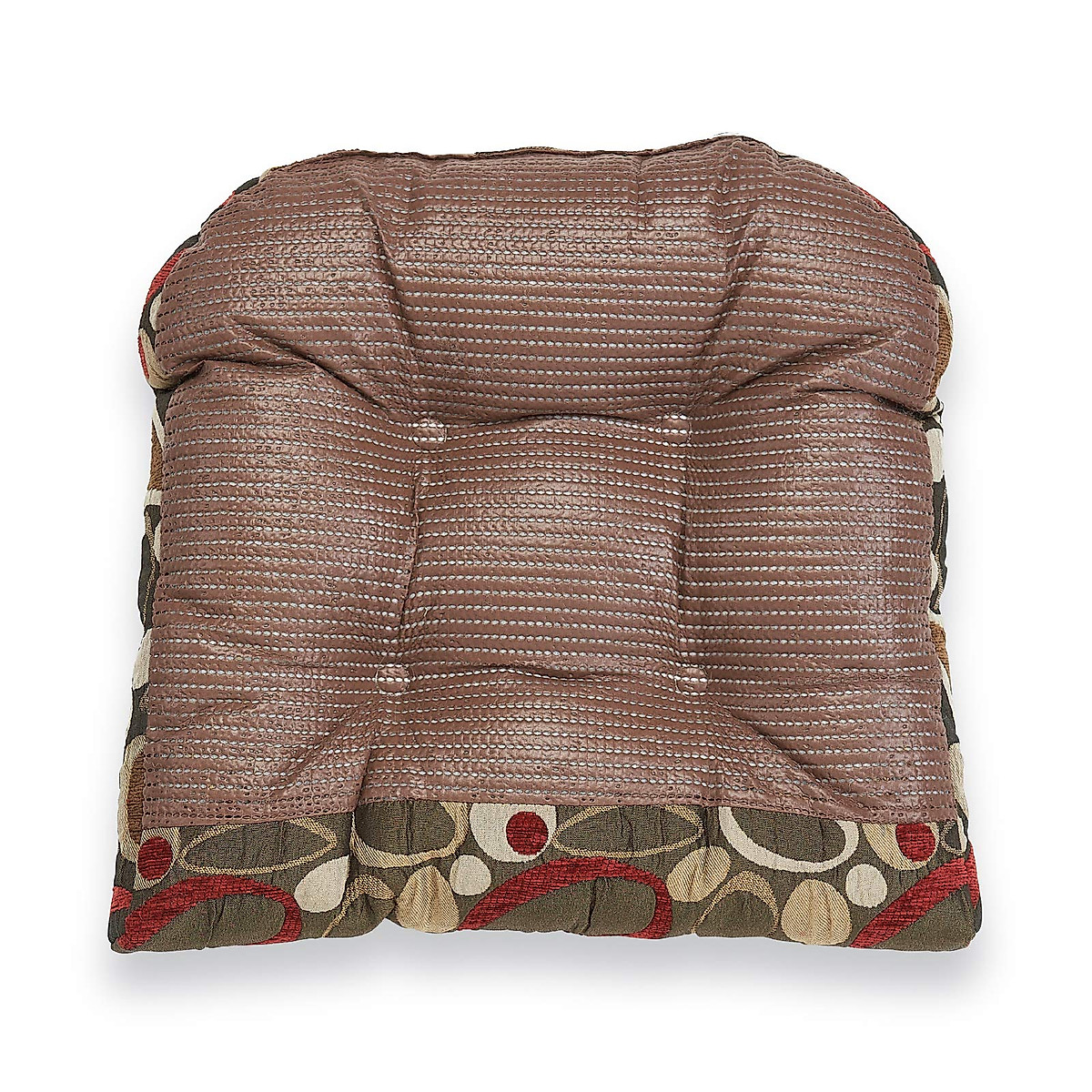 Klear Vu Gripper Overstuffed Universal Non-Slip Dining Chair Cushions for Kitchen Decor or Office Use, U-Shaped Skid-Proof Seat Pad, 17x17 Inches, 2 Count (Pack of 1), Brown