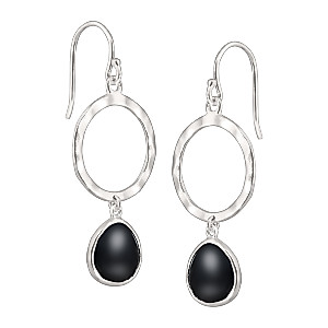 Silpada &#039;Dark Halo&#039; Natural Black Agate Drop Earrings in Sterling Silver