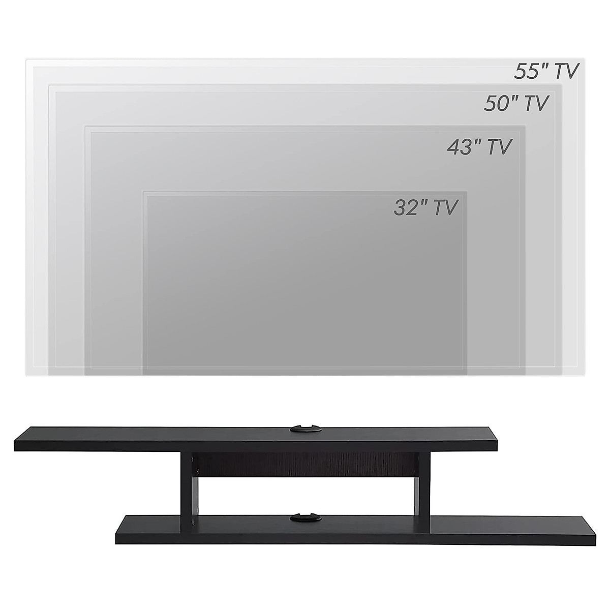 FITUEYES Concise Floating TV Stand Shelf - Wall Mounted Entertainment Center Media Console Component Wall Cabinet, Black, 50"