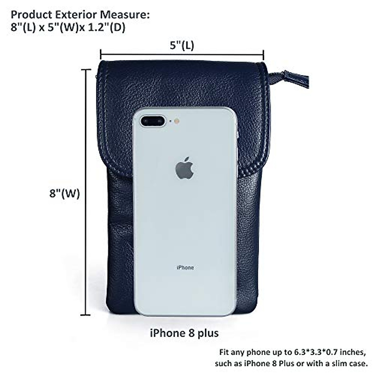 befen Cell Phone Crossbody Wallet Purse, Women Small Leather Crossbody Bag - Fit iPhone Xs Max (Navy Blue)