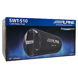 Alpine SWT-S10 1200w 10" Car Subwoofer in Bass Tube Enclosure+Amplifier+Amp Kit