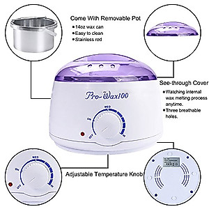 Wax Warmer, Portable Electric Hair Removal Kit for Facial &Bikini Area& Armpit- Melting Pot Hot Wax Heater Accessories Total Body Waxing Spa or Self-waxing Spa in Home for Girls & Women & Men