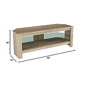AVF CA115GOX-A Stand, Rustic Sawn Oak with Glass Shelf, Sizes – 27”, 32”, 37”, 39”, 40”, 42”, 46”, 47”, 50”, 55”. for TVs with Wide feet, Please Measure to Assure fit