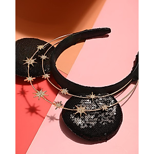 Zivyes Mickey Mouse Ears Star Halo Crown Headband Bopper Princess Decorations Cosplay Gold Headpiece Halloween Ears