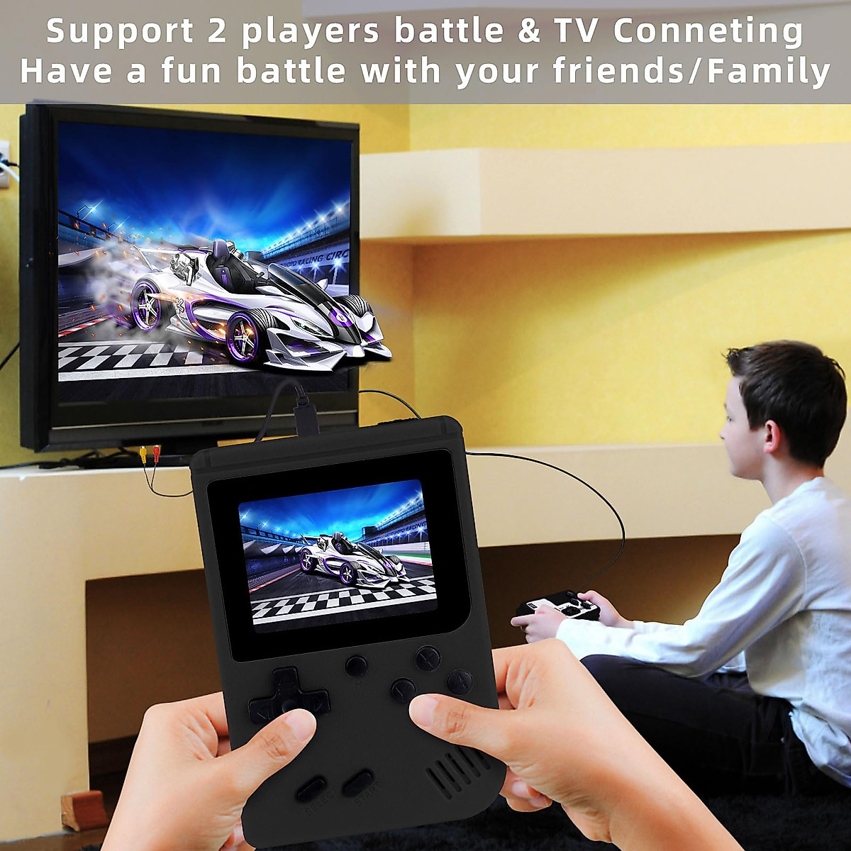 Retro Handheld Game Console, 3 inch LCD Screen Portable Video Game Console with 500 Classic Games, Support TV Connection & 2 Players Battle