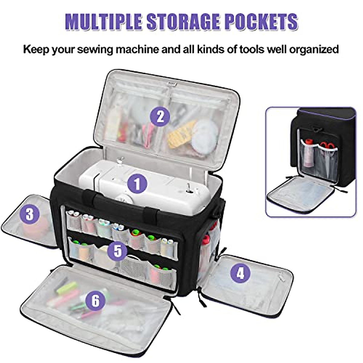 LEFOR·Z Sewing Machine Carrying Case Bag Compatible for Most Standard Singer,Brother,Janome with Multiple Storage Pockets,Universal Travel Tote Bag with Shoulder Strap for Sewing Machine and Supplies