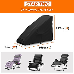 STARTWO Zero Gravity Chair Cover Outdoor Waterproof Folding Lounge Chair Cover for Zero Gravity Chair with Storage Bag Black