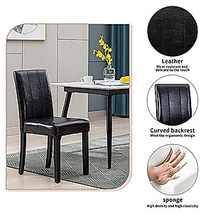 Restworld Dining Chairs Set of 2,Solid Wood Leatherette Parson Chairs(Black)