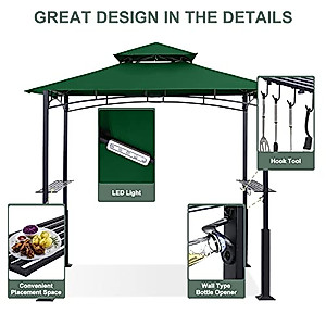 ABCCANOPY 8'x 5' Grill Gazebo Canopy - Outdoor BBQ Gazebo Shelter with LED Light, Patio Canopy Tent for Barbecue and Picnic (Forest Green)