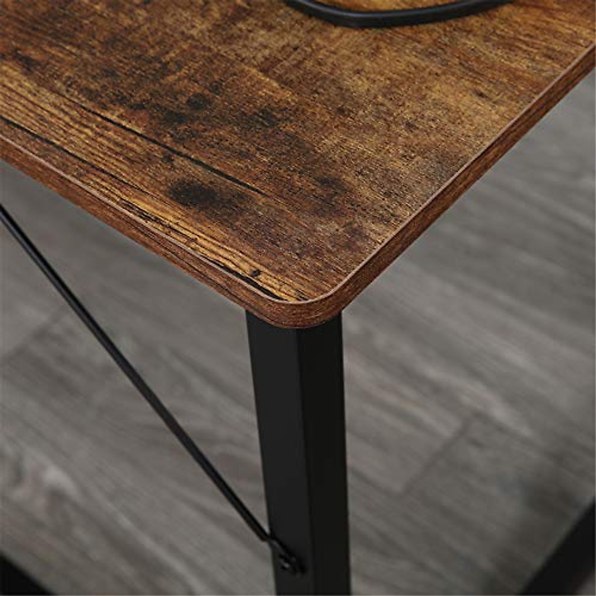 XICA L Shaped Computer Desk with Computer Case Stand for Home and Office (Dark Wood)