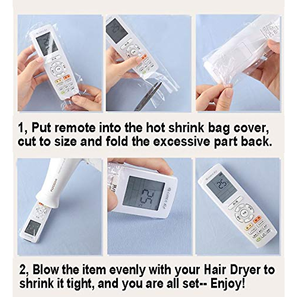 cooler depot 20 pcs Heat Shrink Wrap Bags for Remote Control (4.5X11inch) Clear Dust Proof Protective Case Film Cover Air Conditioner Video TV