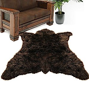 Fur Accents, Faux Bear Skin Area Rug, Plush Faux Fur