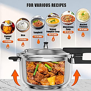 Yuebaaf Stainless Steel Pressure Cooker 6 QT, Suitable for All Cooktops, Compatible with Gas & Induction Cooker, Faster Cooking with Safely Valve, Silver