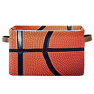 Sport Ball Basketball Storage Basket Bin Large Fabric Toys Storage Cube Box with Handles Collapsible Closet Shelf Cloth Organizer Basket Set of 2 for Nursery Bedroom