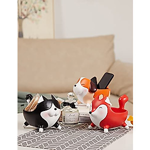 SEINHIJO Dog Candy Dish Cookie Plates Nuts Bowl Jewelry Tray Animal Arts Statue Sculpture Polyresin Figurine 6.7 inch