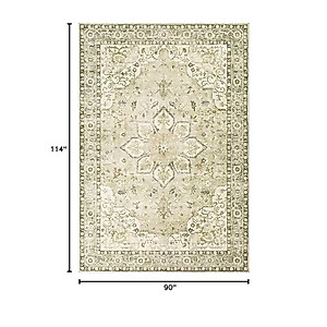 Mark&Day Area Rugs, 8x10 Heiereind Traditional Cream Area Rug, Cream Green Grey Carpet for Living Room, Bedroom or Kitchen (7'6" x 9'6")