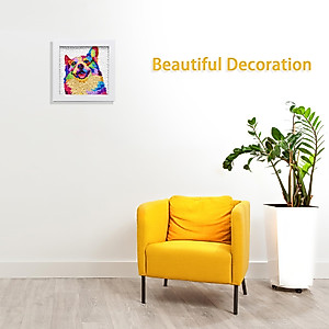 AyuqEjus 5D Diamond Art Kits for Kids with Wooden Frame, Diamond Art for Kids Ages 6-12 by Number Kits DIY Painting Arts and Crafts,Diamond Dots for Kids Gift 6" X 6" (Corgi)