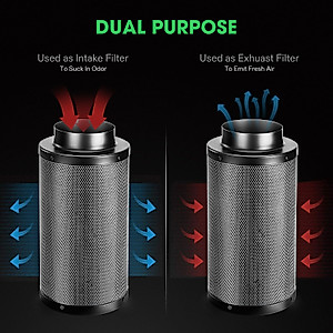 VIVOSUN 4 Inch Air Carbon Filter Smelliness Control with Australia Virgin Charcoal for Inline Fan, Grow Tent Smelliness Scrubber, Pre-Filter Included, Reversible Flange 4" x 12", Black