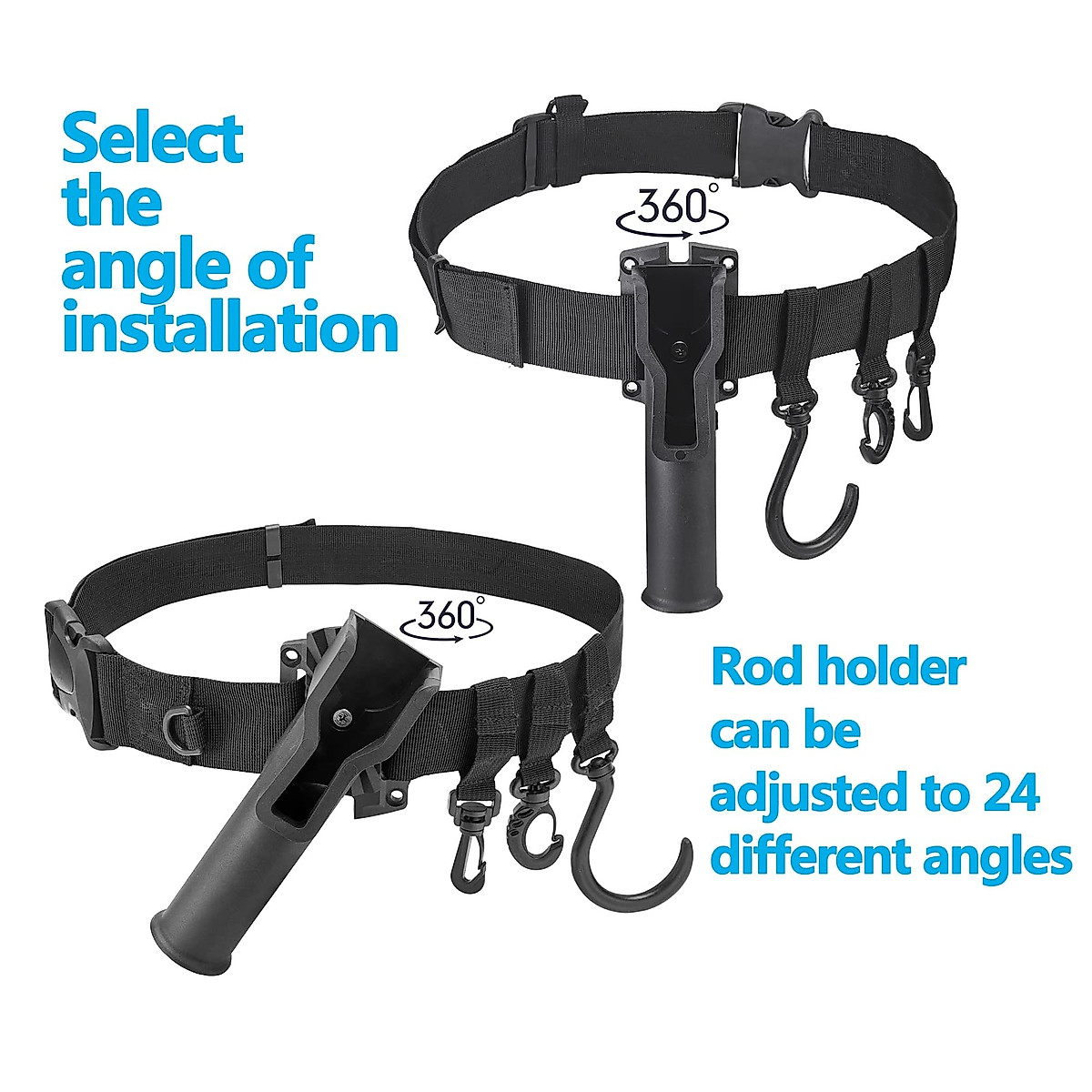 Adjustable Fishing Wading Belt with Rod Holder, Fit Waist up to 55"