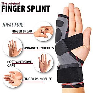 ORTONYX Pinky Finger Splint Boxer Fracture Brace Immobilizer for Broken Fingers, Metacarpal Syndrome and Ulnar Gutter - Neoptrene and Latex Free - Left or Right Hand / ACKB434