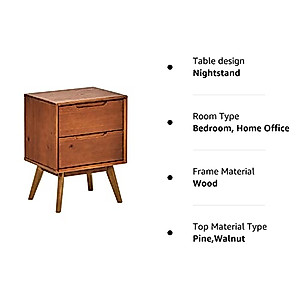 Amazon Brand - Rivet Mid-Century Stark 2-Drawer Nightstand, Square, Brown,18 in x 15 in x 24 in (D x W x H)