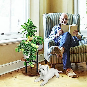 AUGOSTA 3 Tier Plant Stand, Tall Metal Wood Shelf Holder for Indoor, Outdoor Display Rack Flower Pot Stand for Corner Living Room Balcony Garden Patio