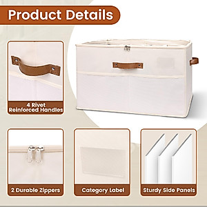 ateboane Shoe Storage Organizer for Closet,Foldable Shoe Storage Bins with Clear Cover,Large Adjustable Shoe Box Storage Containers,Fits 8-16 Pairs,Space-Saving Shoe Cube Organizer, Beige