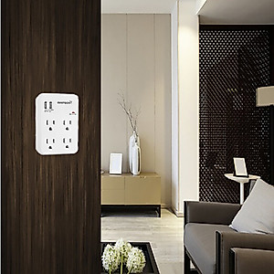 Multi-Functional Wall Mount Outlet,Surge Protector,OviiTech 4-Outlet With USB 2.1A Charging Ports Socket Outlets Adapter,1875 W,450 Joules,White,ETL Listed,2 Pack