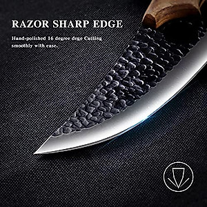 Avarmora Chef knife 8 inch Damascus kitchen knife German High Carbon Stainless Steel Sharp Knife, Professional Meat Knife with Ergonomic Handle and Gift Box for Family & Restaurant (Silver)