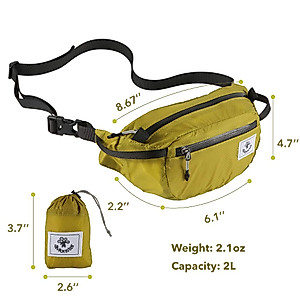 4Monster Hiking Waist Packs Portable,Water Resistant Fanny Pack Bags Lightweight with Adjustable Strap for Outdoor, Workout,Running,Hiking,Traveling,Biking,Camping and Fishing (Yellow green, 2L)