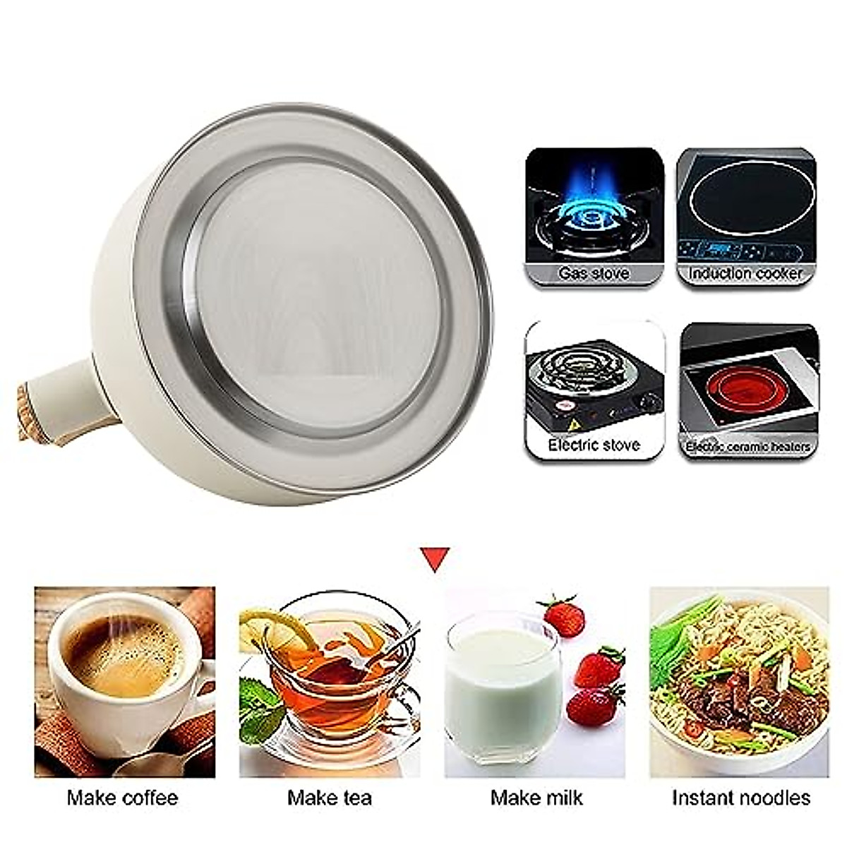 2.5L Whistle Gas Stove Top Kettles, Stainless Steel Whistling Kettle,with Anti-Scald Handle, Suitable for All Heat Source▂19 * 21CM/7.5"*8.3"