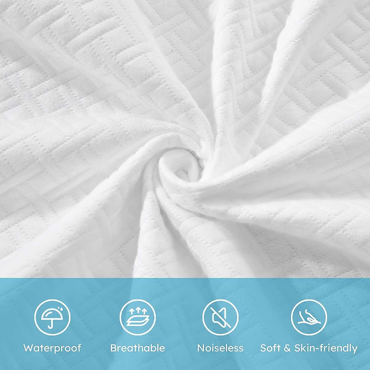Cozymaker Full Size 100% Waterproof Mattress Protector, Cooling Mattress Cover Fitted 8-21" Deep Pocket, 3D Air Fabric Soft Breathable Bed Mattress Pad Cover Noiseless Washable
