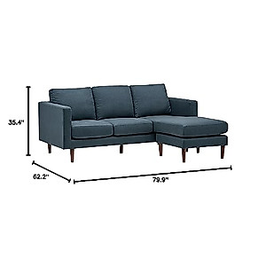 Amazon Brand – Rivet Revolve Modern Upholstered Sofa with Reversible Sectional Chaise, 80"W, Denim Blue