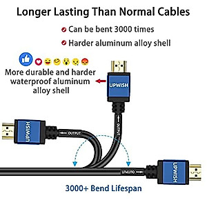UPWISH 4K HDMI Cable 75 Ft with Signal Booster | HDMI 2.0 High Speed Unidirectional Cables 4K60Hz 2K 1080P 3D ARC HDCP2.2 Ethernet Cord | for UHD TV Monitor Laptop Xbox PS4 PS5 (22.8m)