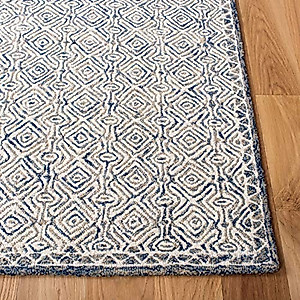 SAFAVIEH Micro-Loop Collection 9' x 12' Navy/Ivory MLP526N Handmade Premium Wool Area Rug