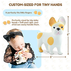 Spud The Frenchie Baby Teething Toys - Teether for Babies 0-12 Months - Baby Teething Relief - Chew and Teething Toys for Babies 6-12 Months - 100% Natural Rubber Baby Toys